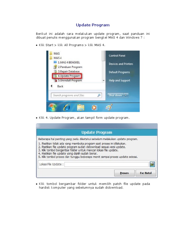 Cara Update Program | PDF