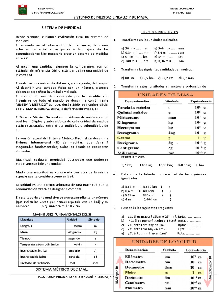 Sistemas y Unidades de Medidas | PDF | Sistema Internacional de ...