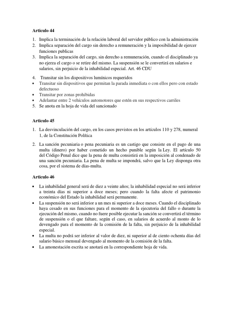 Articulo 44 | Descargar gratis PDF | Castigos | Constitución