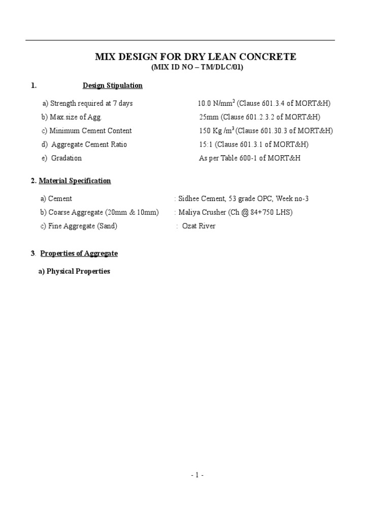 Dry lean concrete mix design | PDF | Construction Aggregate | Sand