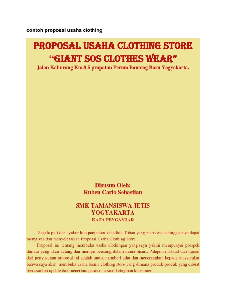 Contoh Proposal Usaha Clothing | PDF