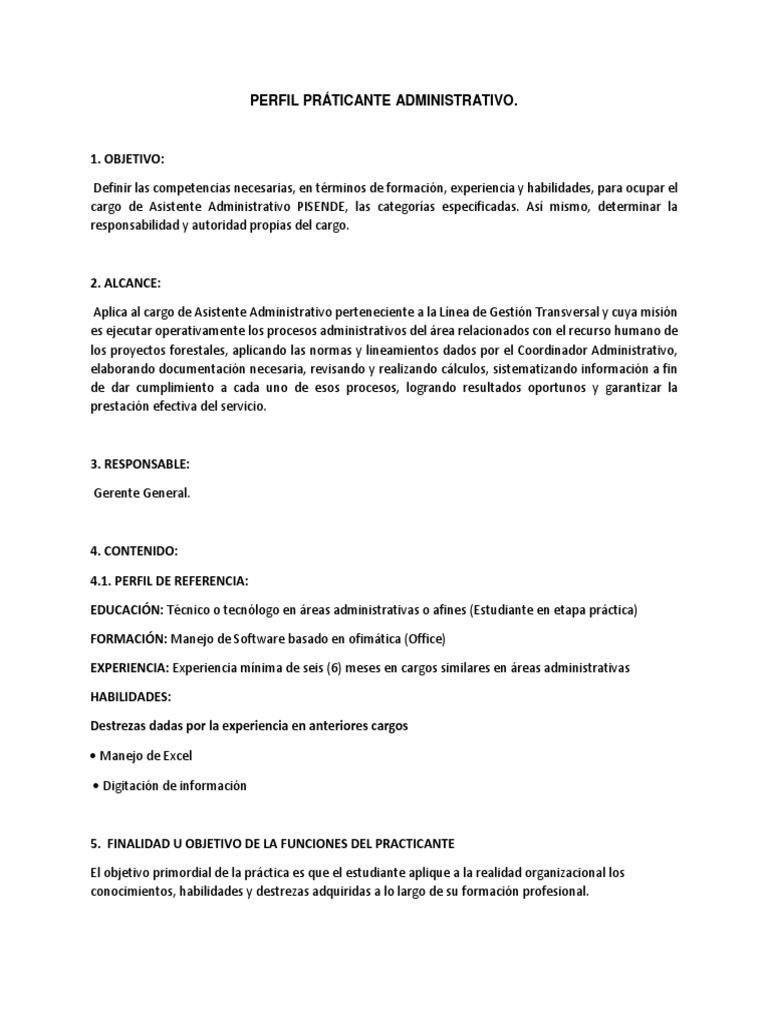 Perfil del Practicante Administrativo | PDF | Marketing | Business