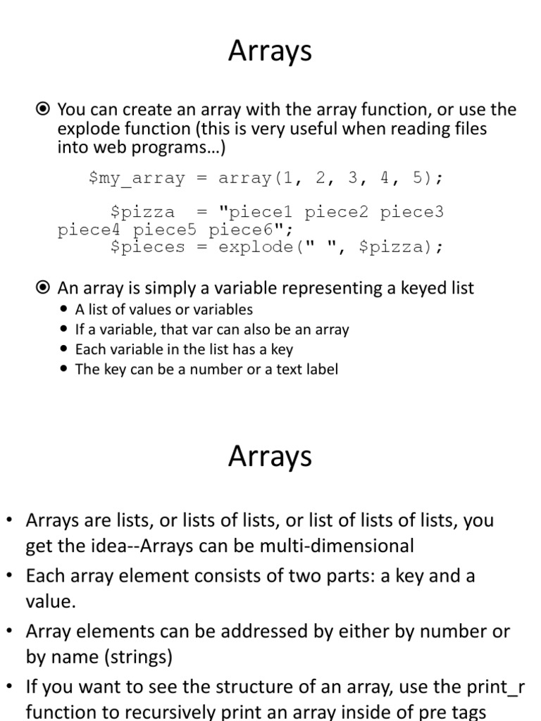Php Arrays Pdf Array Data Structure Php 3519
