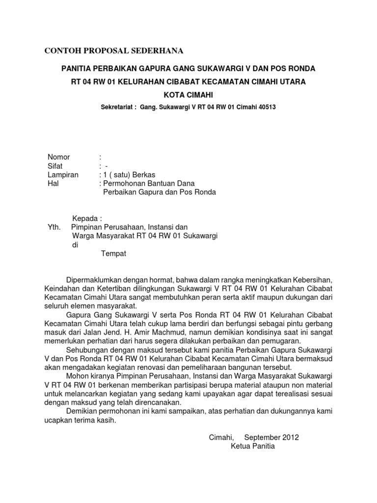 Contoh Proposal Sederhana | PDF