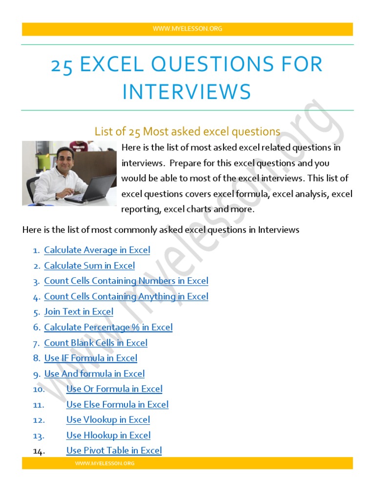 Excel Questions For Interviews