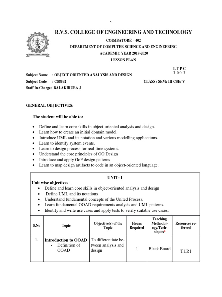Cs8592 Ooad LP | PDF | Use Case | Conceptual Model
