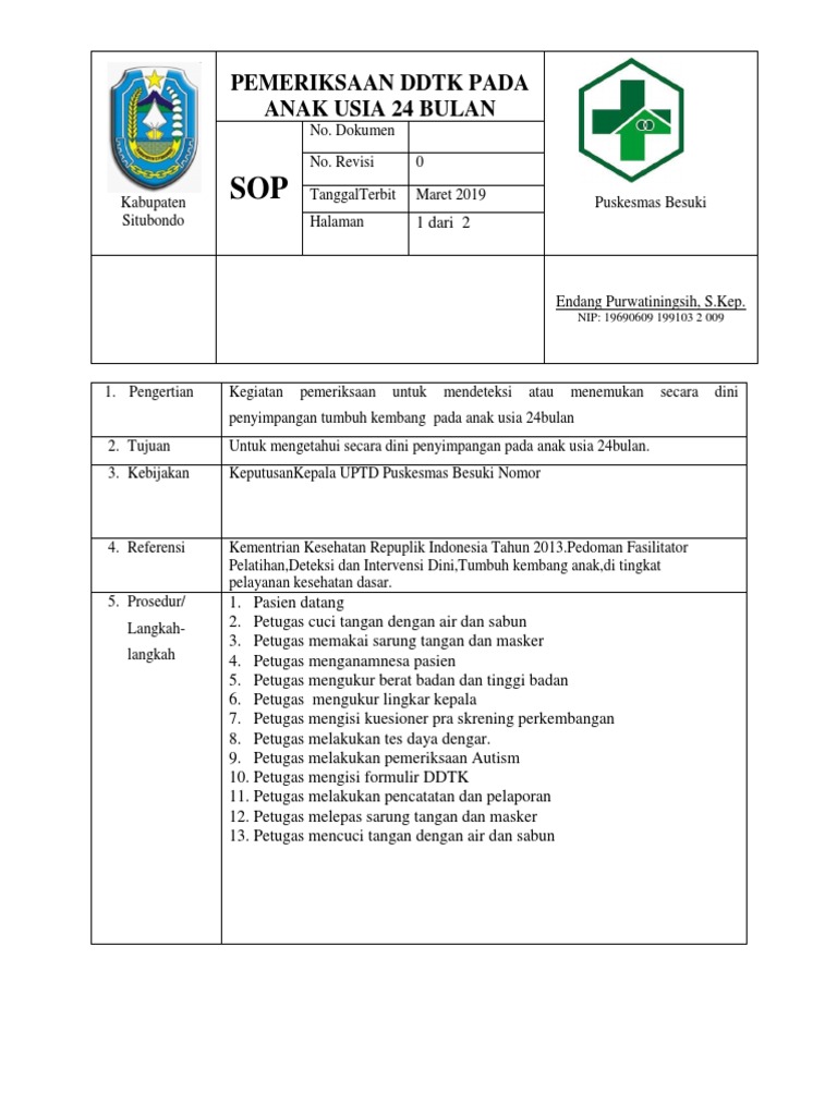 Sop DDTK USIA 24bulan | PDF