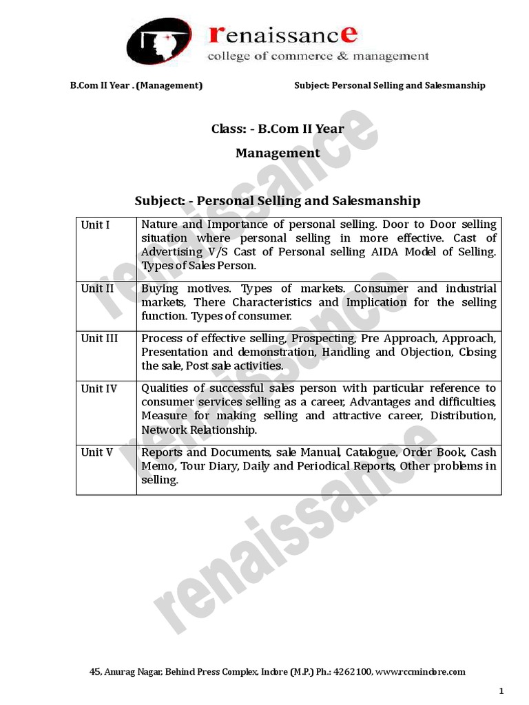 Personal Selling and Salesmanship | PDF | Sales | Marketing