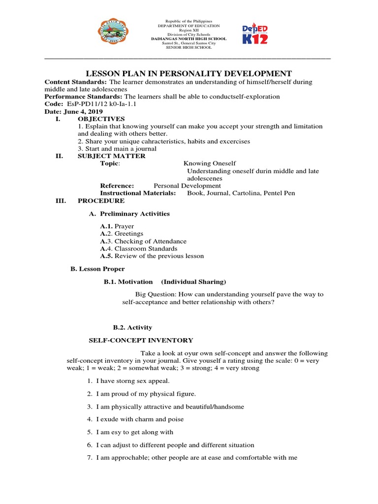 01 LP in Perdev Topic Knowing Oneself | PDF | Self | Neuroscience