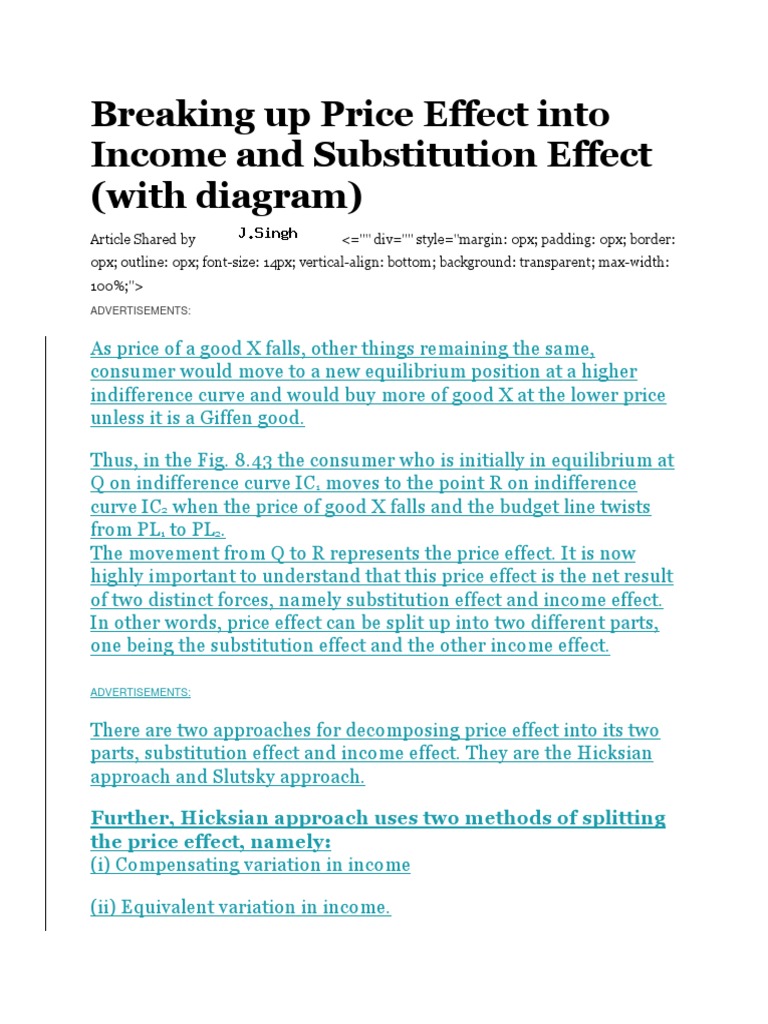 Decomposing Price Effect: Income & Substitution | PDF | Consumer ...