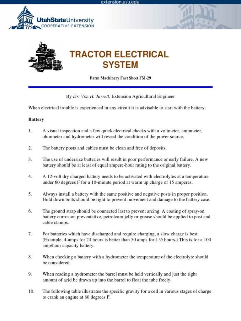 Tractor Electrical System | PDF | Switch | Engines