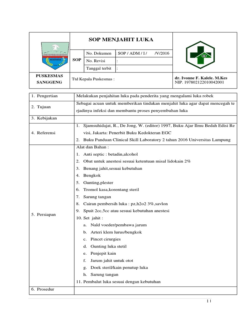 Sop Perawatan Luka Hecting | PDF