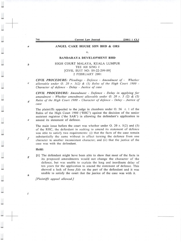 (HC) (2001) 1 CLJ 746 - Angel Cake House SDN BHD & Ors V Bandaraya ...
