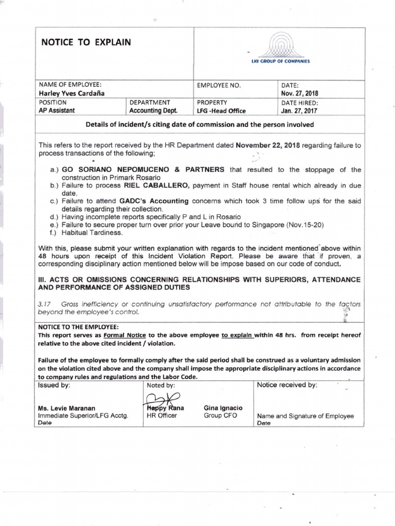 Notice of Explain | PDF