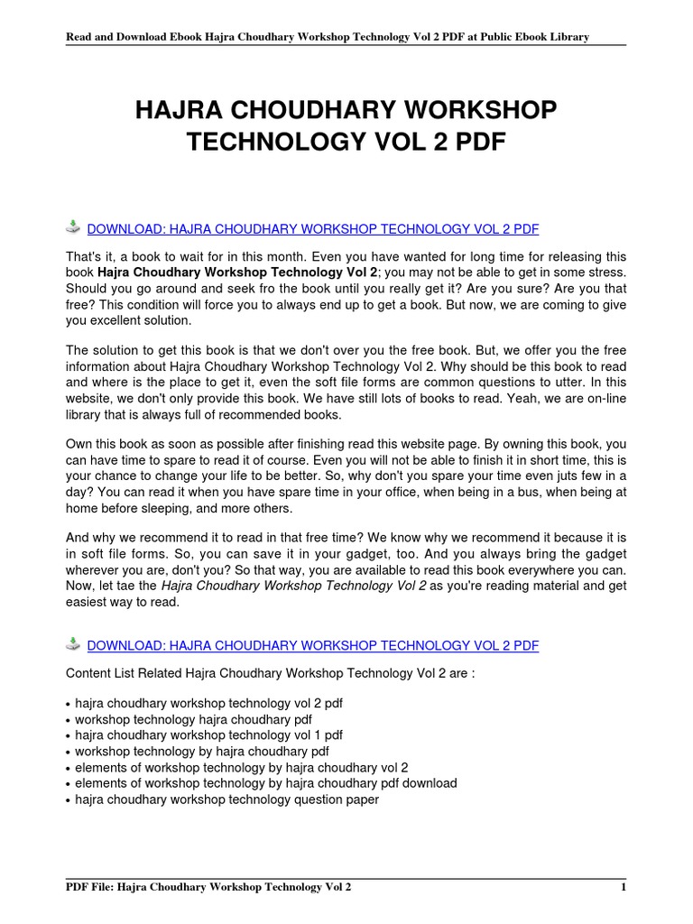 Hajra Choudhary Workshop Tech Vol 2 PDF | PDF | Information Science ...