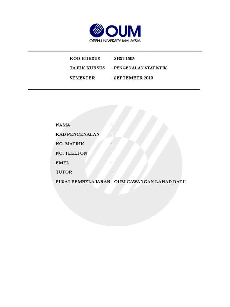 SBST1303 Pengenalan Statistik Jawapan | PDF