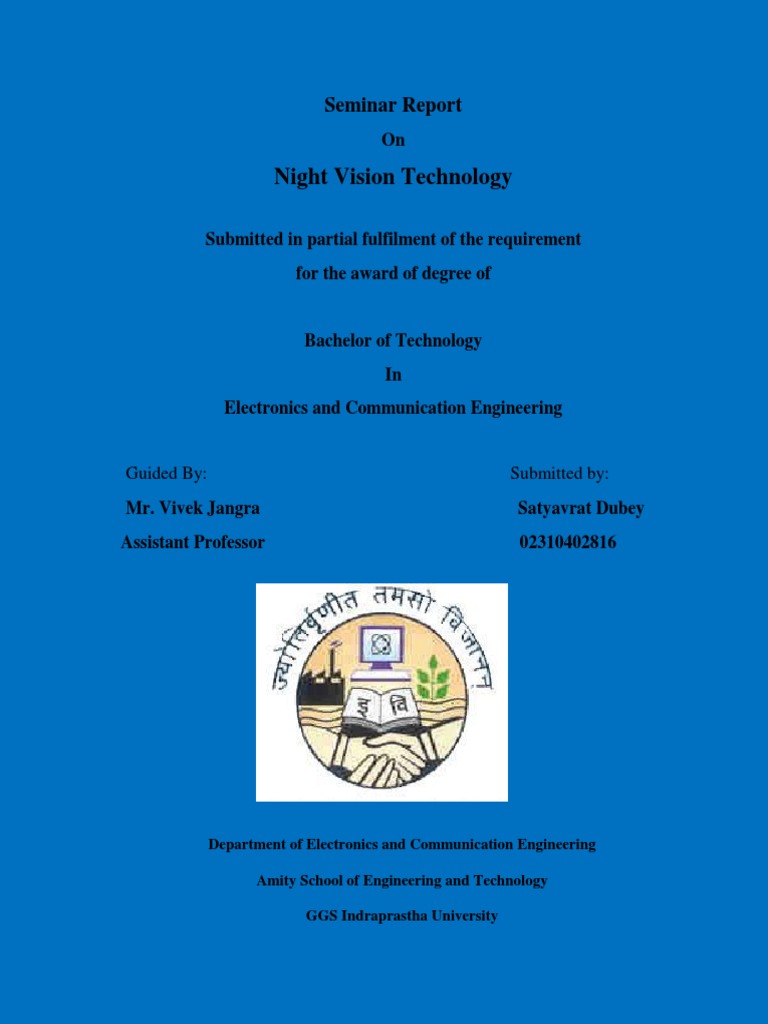 Night Vision Technology: Seminar Report | PDF