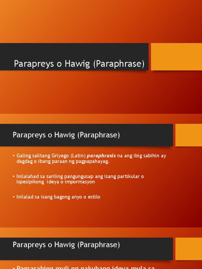 Parapreys o Hawig Paraphrase | PDF