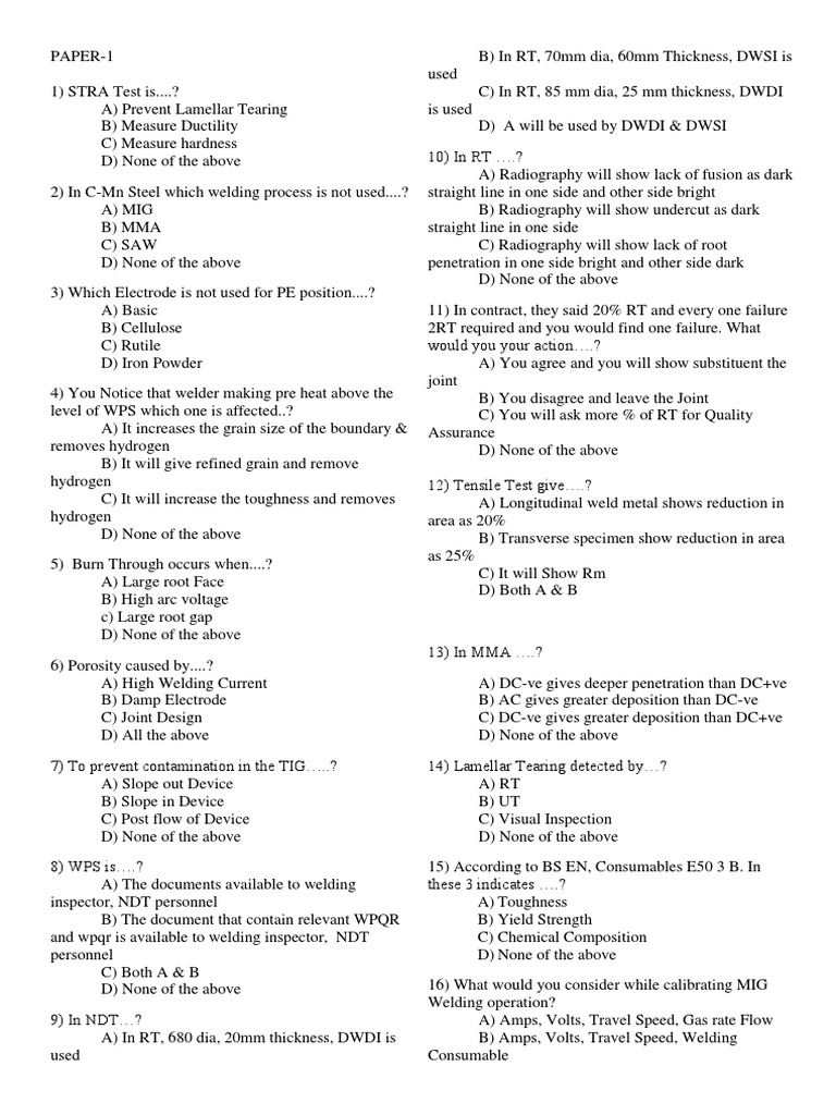 CSWIP 3.1 Question Paper | PDF | Welding | Construction