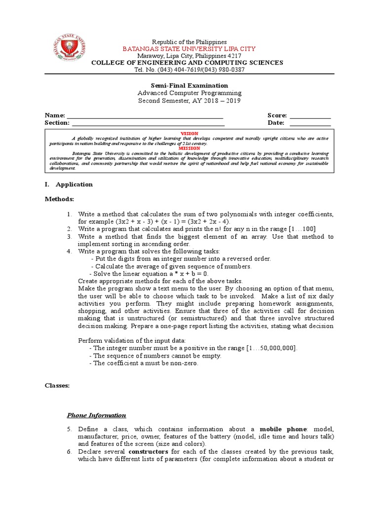 CS SemisV2 | PDF | Method (Computer Programming) | Fraction (Mathematics)