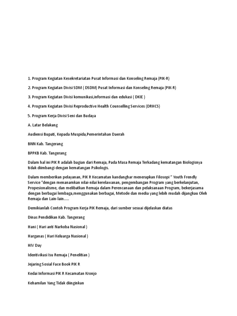 Program PIK-R untuk Kesehatan Remaja | PDF