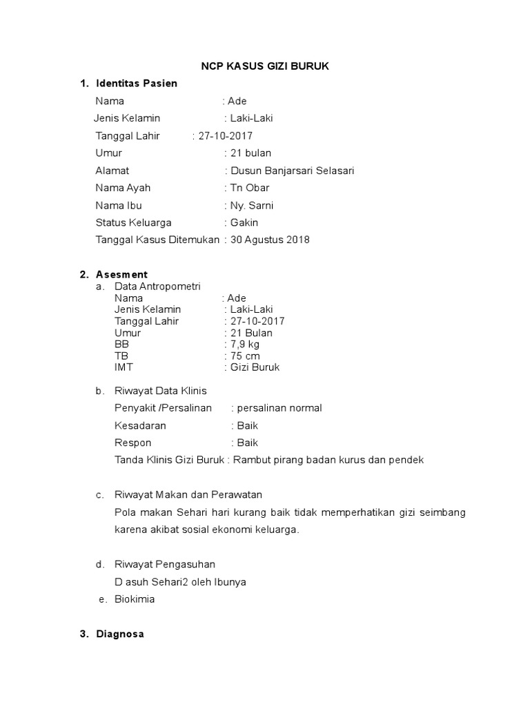 NCP Kasus Gizi Buruk Ade | PDF | Sains & Matematika