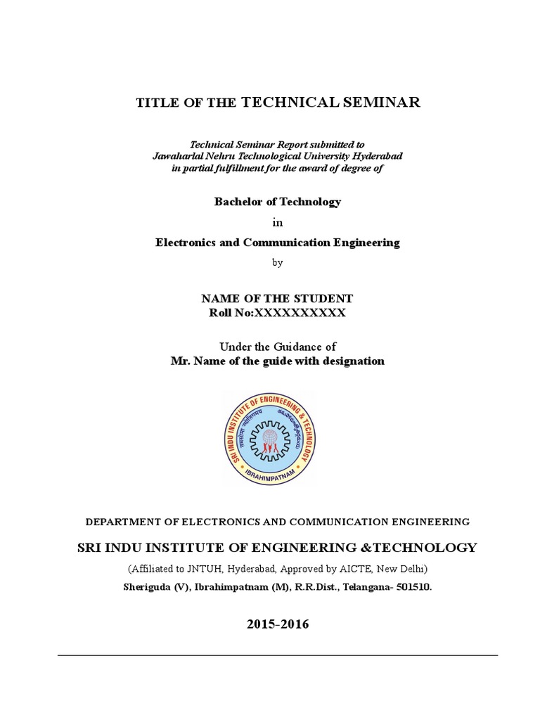 Btech Technical Seminar Report Format | PDF | Data Warehouse ...