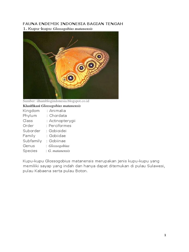 Fauna Endemik Bagian Tengah | PDF