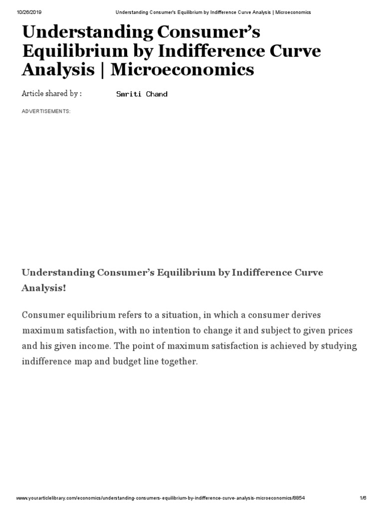 Understanding Consumer's Equilibrium by Indifference Curve Analysis ...