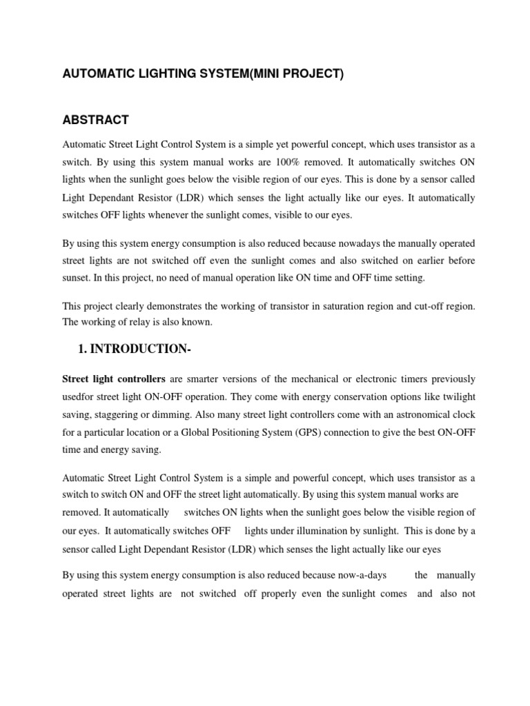 Automatic Lighting System | PDF | Amplifier | Bipolar Junction Transistor