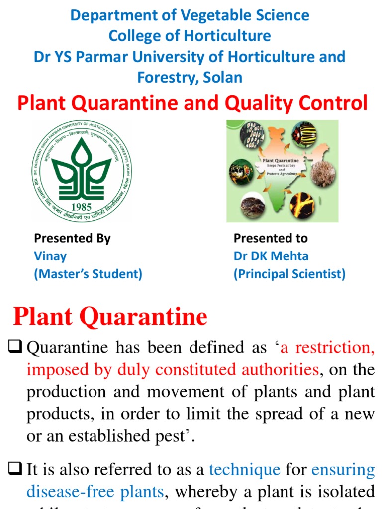 Plant Qurantine and Quality Control | PDF | Plants | Agriculture