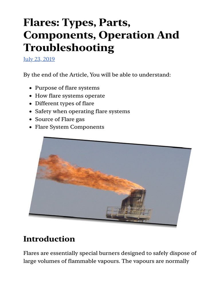 Types and Components of Flare Systems | PDF | Combustion | Natural Gas
