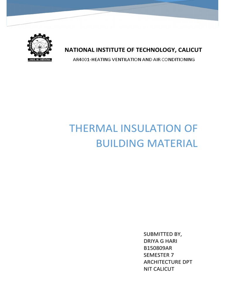 Thermal Insulation of Building Material: National Institute of ...