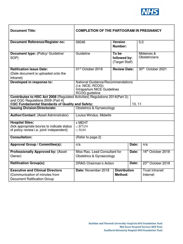 Partogram Completion Guidelines for Labor | PDF | Childbirth | Midwife