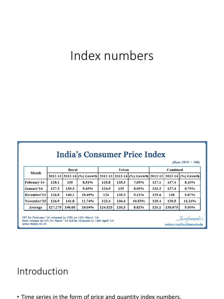 Index Number - Introduction | PDF | Price Indices | Index (Economics)
