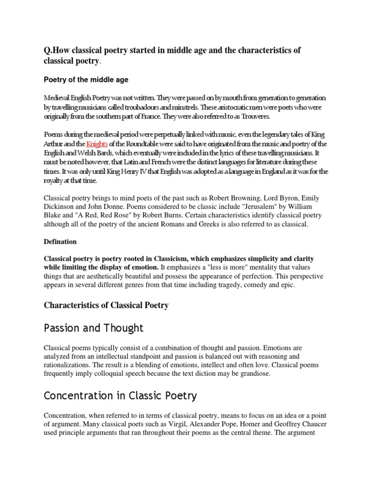 Assignment of Classical Poetry | PDF | Lyric Poetry | Poetry