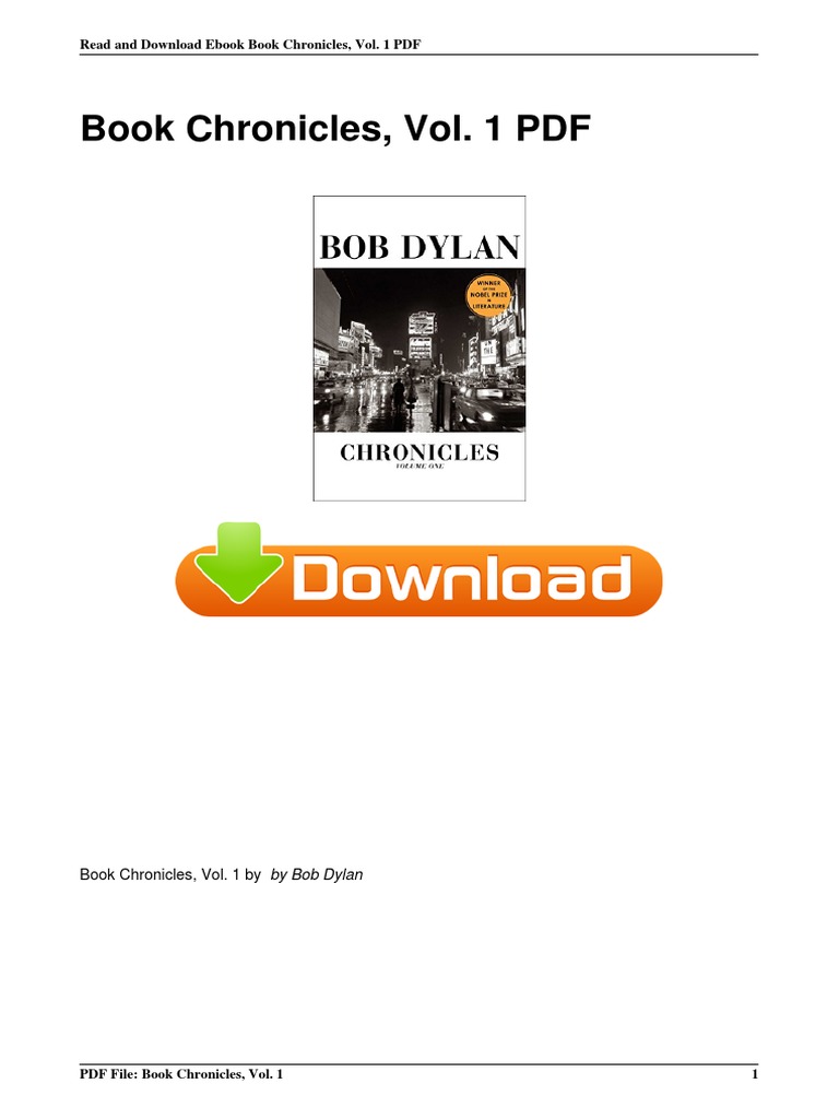 Bob Dylan: Chronicles Volume One PDF | PDF | Books