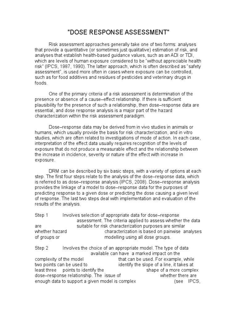 Dose Response Assessment | PDF | Risk Assessment | Mathematical Model