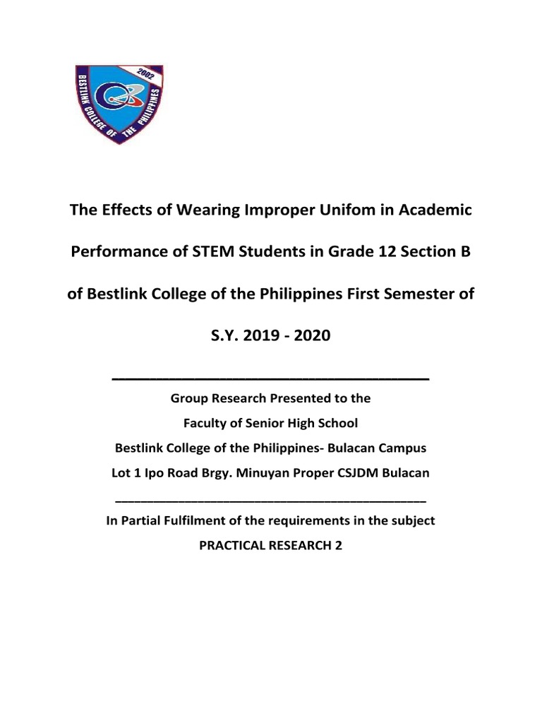 Negative Effects in Academic Performance of Wearing Improper Uniform ...