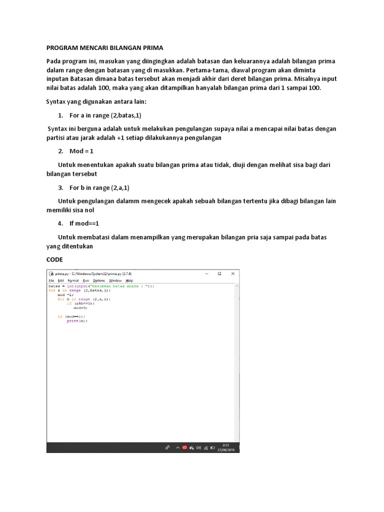Program Bilangan Prima | PDF