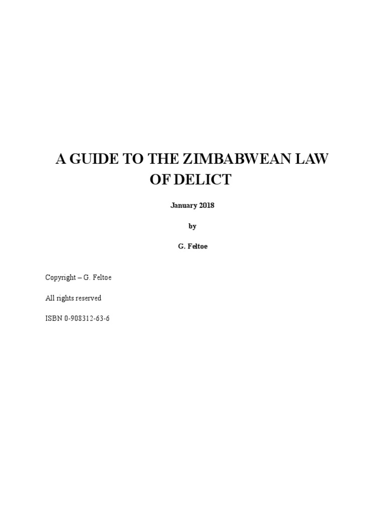 Delict Guide 2018.docx 1 | PDF | Damages | Negligence
