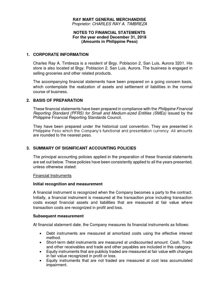 Raymart - Notes To FS 2018 | PDF | Deferred Tax | Expense