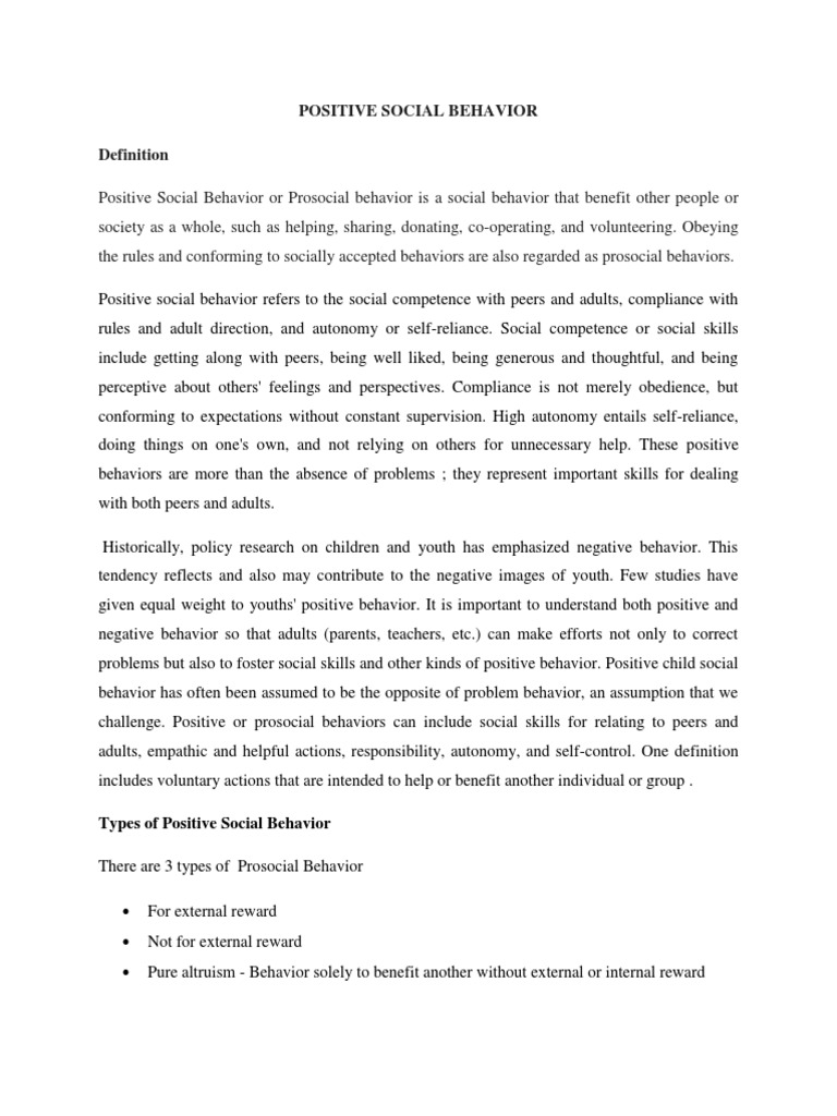 Types of Positive Social Behavior | PDF | Empathy | Socialization