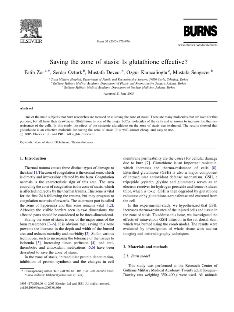 Saving The Zone of Stasis: Is Glutathione Effective? | PDF ...