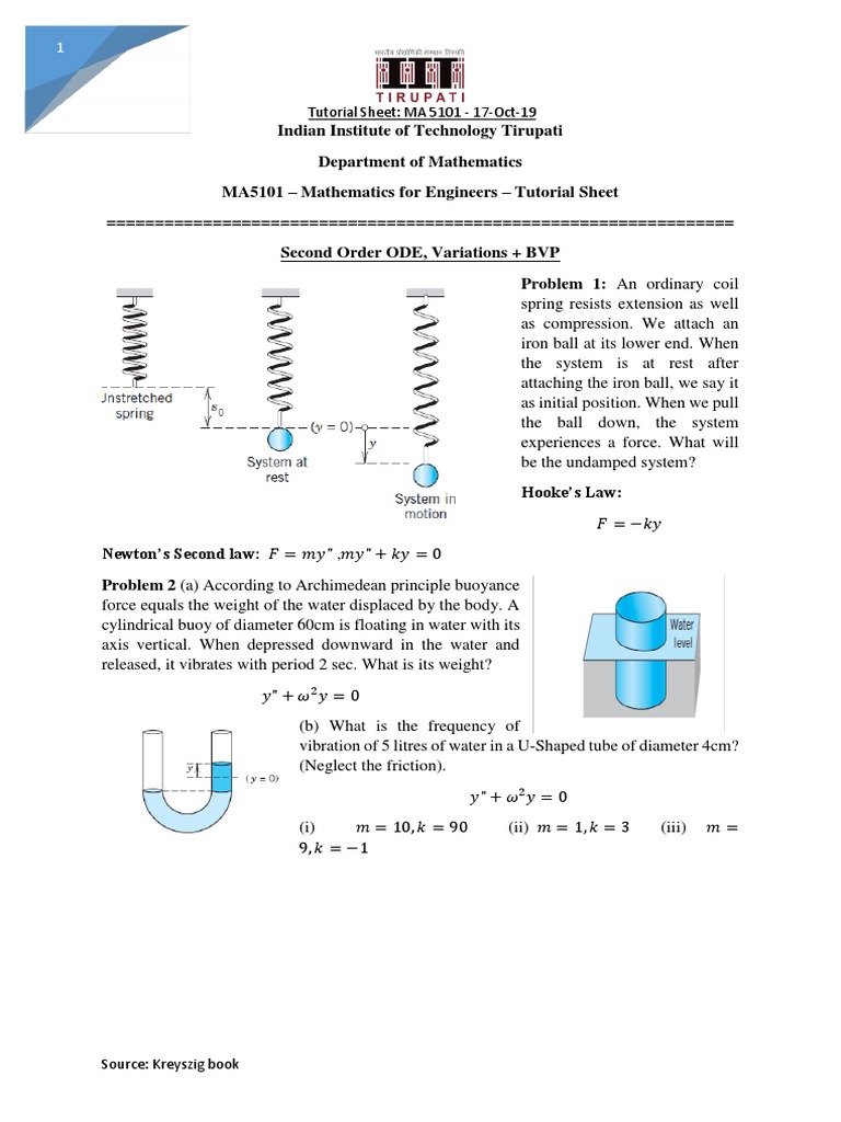 Tutorial Sheet | PDF | Classical Mechanics | Applied And Interdisciplinary Physics