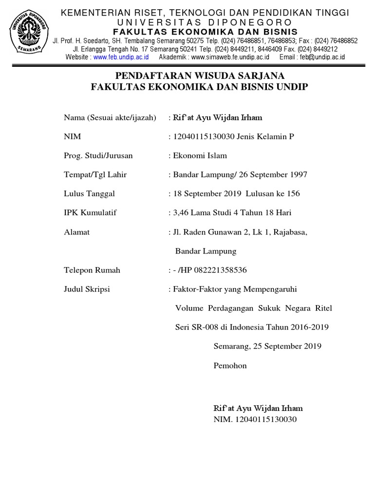 Form Wisuda | PDF