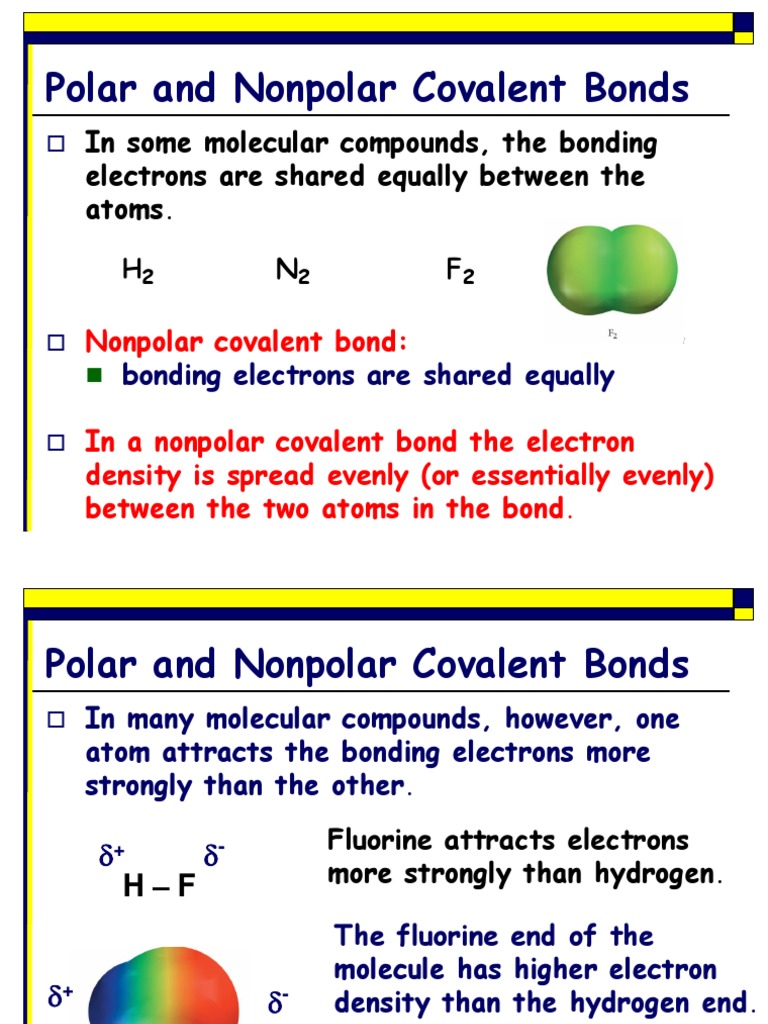 Polar Covalent Bond Vs Nonpolar Covalent Bond