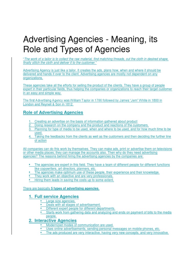Advertising Agencies | PDF | Advertising | Target Audience