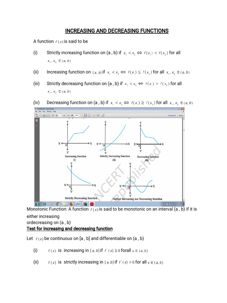 Increasing and Decreasing Functions | PDF