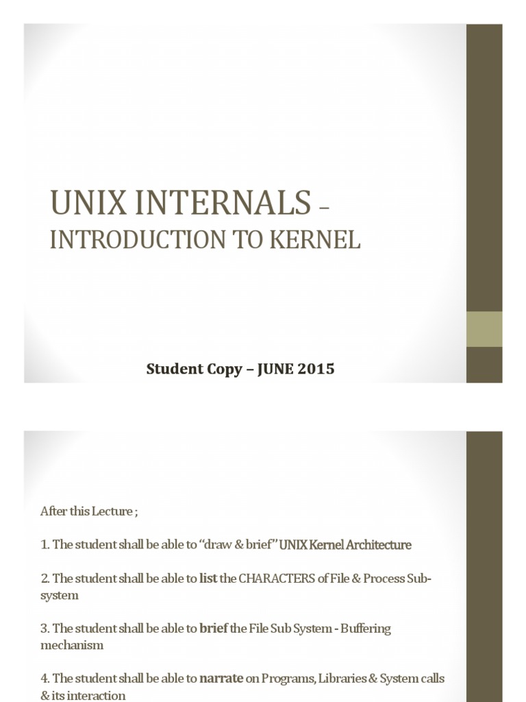 Unix Internals Unix Internals: Introduction To Kernel Introduction To Kernel | PDF | Kernel ...